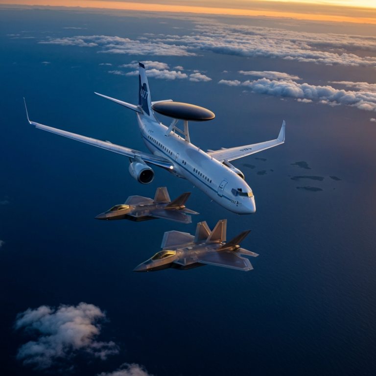 USAF E-7 Wedgetail: Coordinating F-22 Air Superiority Over T